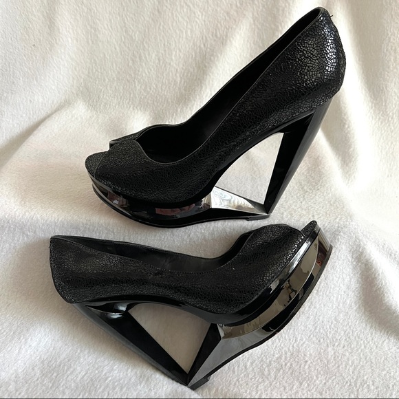 Velvet Angels | Shoes | Velvet Angels Optima Leather Peep Toe Platform ...